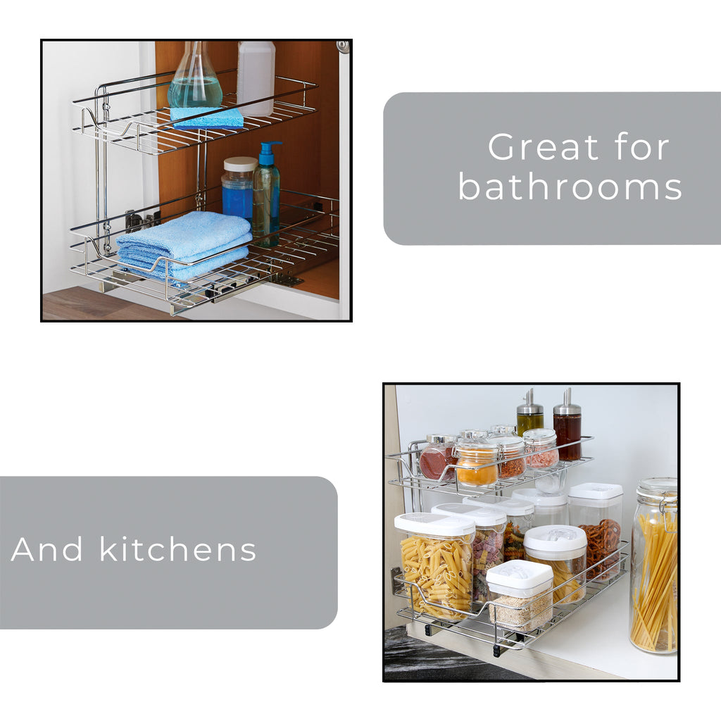 Sliding Pull Out Metal Cabinet Shelf - Multiple Sizes | Smart Design ...