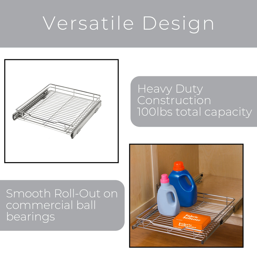 Sliding Pull Out Metal Cabinet Shelf - Multiple Sizes | Smart Design ...