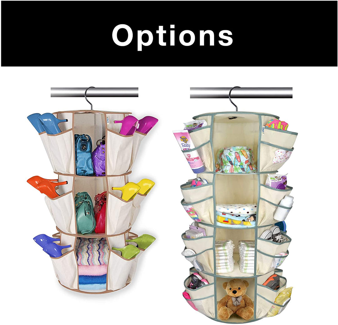 4-Tier Smart Carousel Organizer with Pockets and 360 Degree Swivel ...