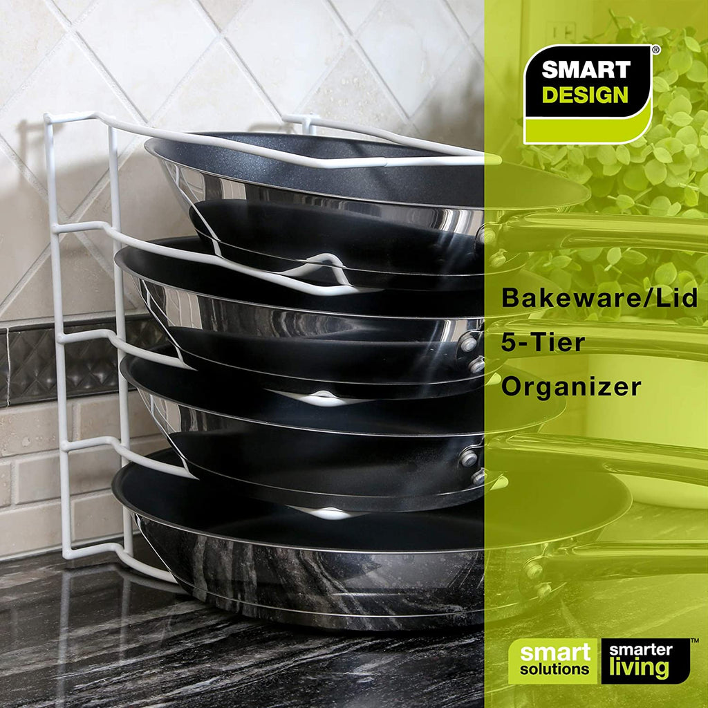 Bakeware and Lid Storage Rack with 4-Compartment Dividers | Smart ...