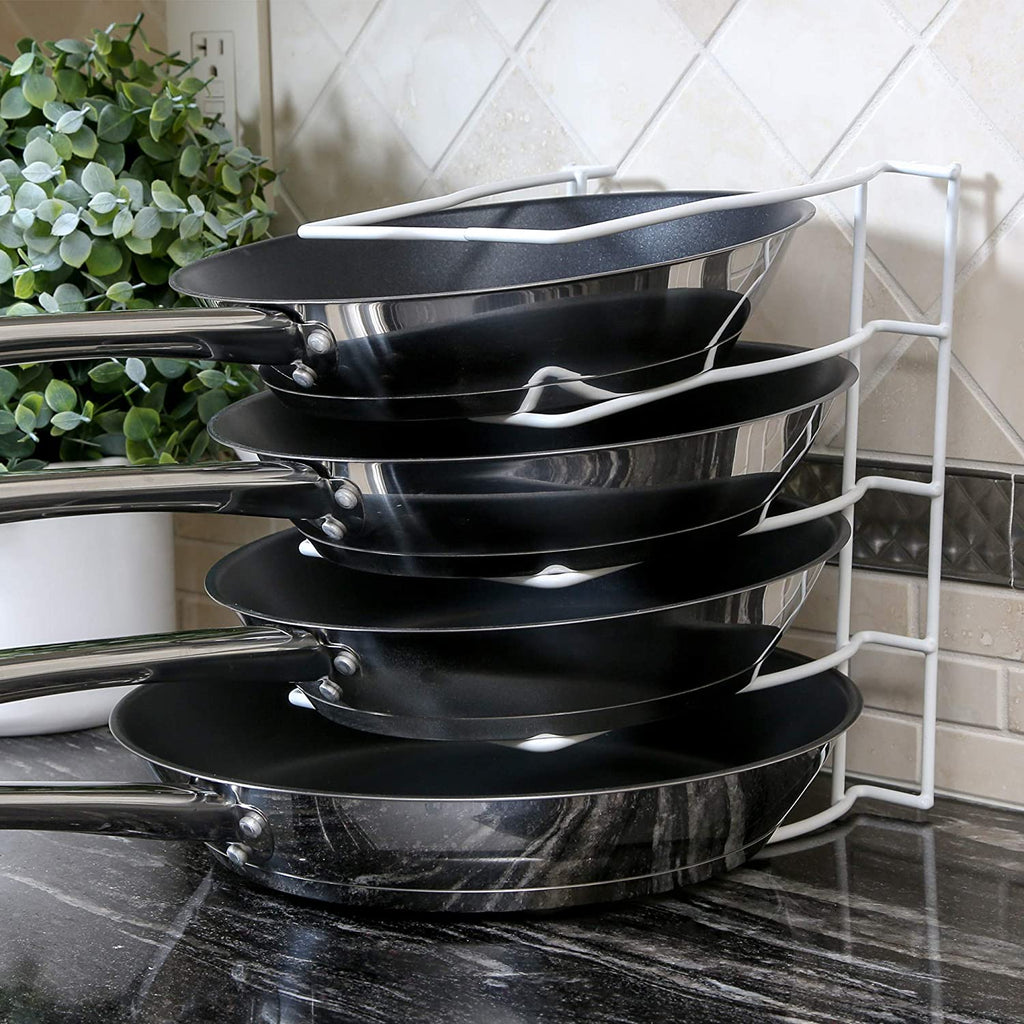 Bakeware and Lid Storage Rack with 4-Compartment Dividers | Smart ...