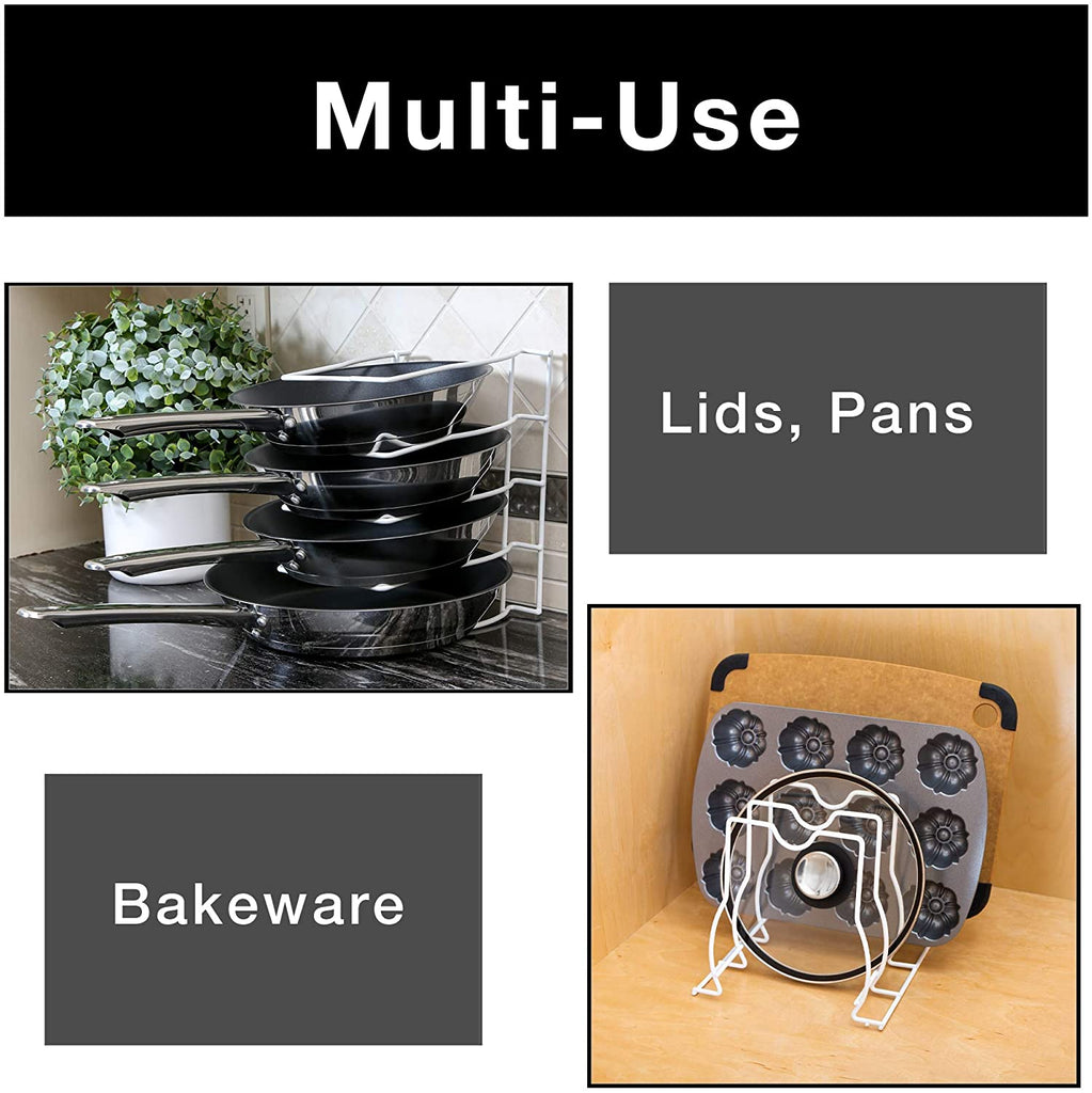 Bakeware and Lid Storage Rack with 4-Compartment Dividers | Smart ...