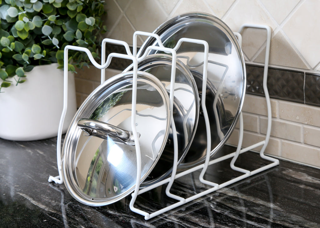 Bakeware and Lid Storage Rack with 4-Compartment Dividers | Smart ...