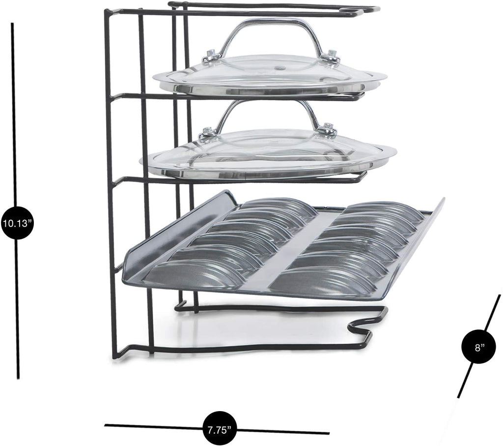 Bakeware and Lid Storage Rack with 4-Compartment Dividers | Smart ...