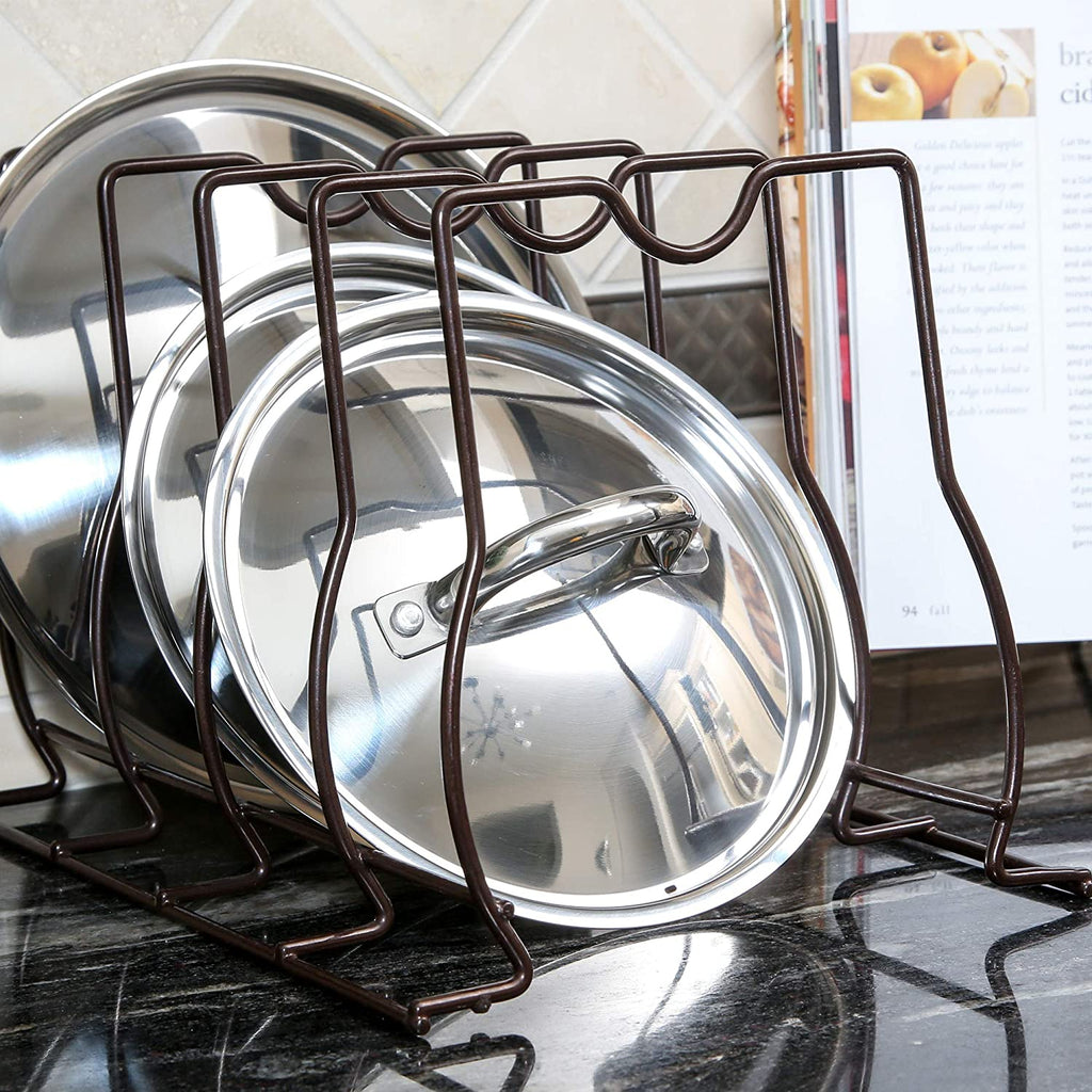 Bakeware and Lid Storage Rack with 4-Compartment Dividers | Smart ...