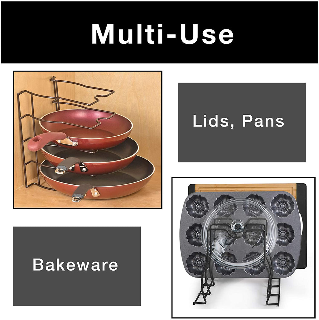Bakeware and Lid Storage Rack with 4-Compartment Dividers | Smart ...