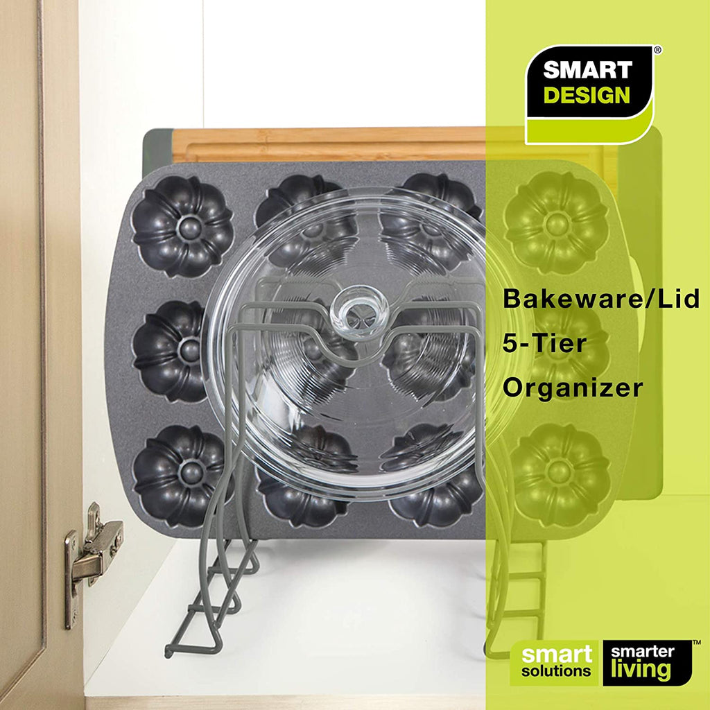 Bakeware and Lid Storage Rack with 4-Compartment Dividers | Smart ...