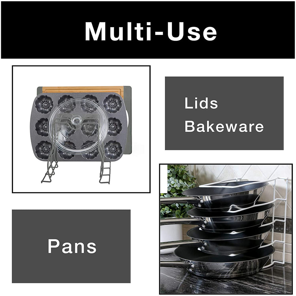 Bakeware and Lid Storage Rack with 4-Compartment Dividers | Smart ...