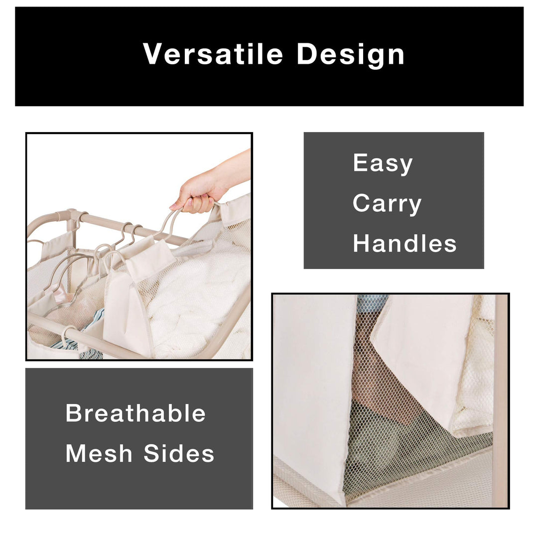 Deluxe Rolling Triple-Compartment Laundry Sorter Hamper with Wheels ...