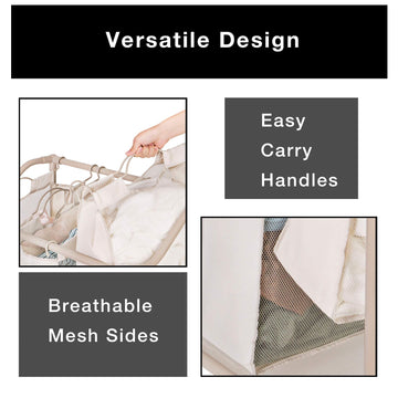 Deluxe Rolling Triple-Compartment Laundry Sorter Hamper with Wheels ...