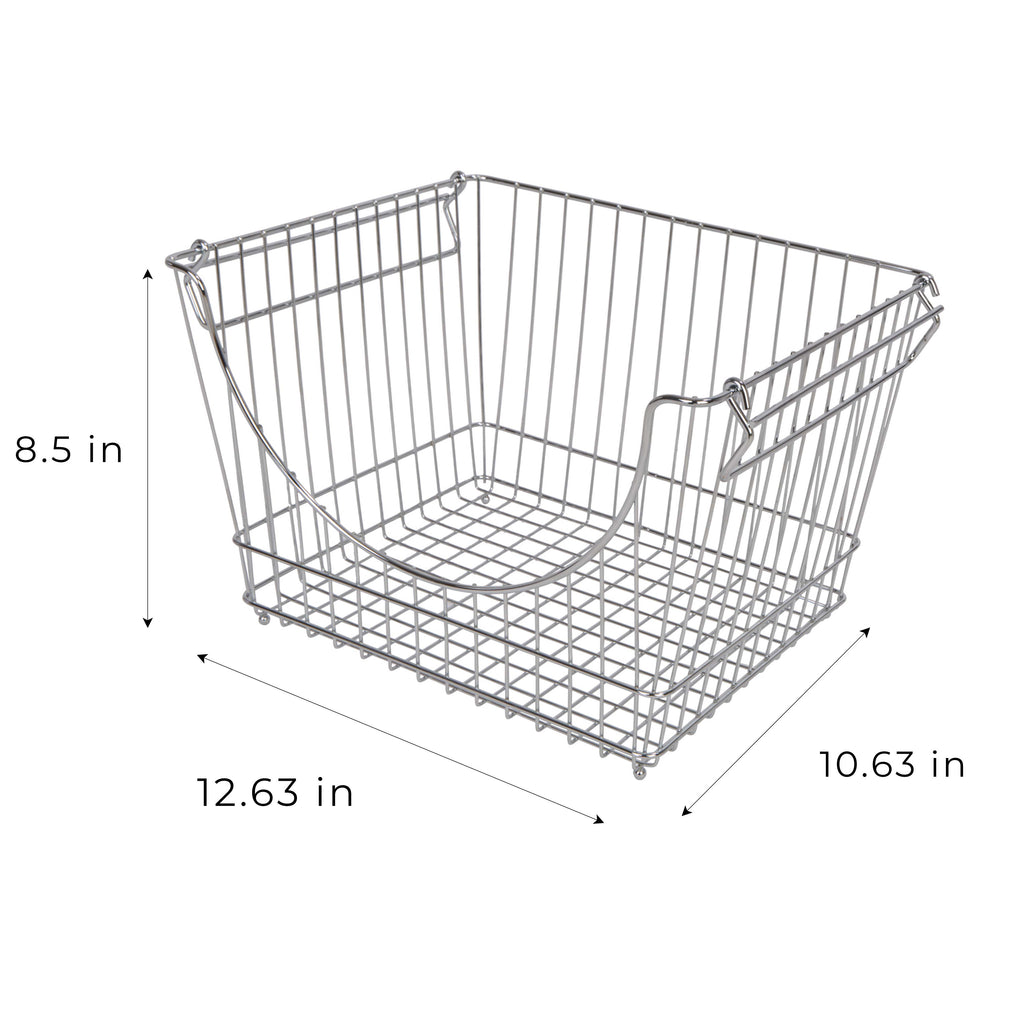 Large Metal Wire Stacking Baskets with Handles | Smart Design® Kitchen