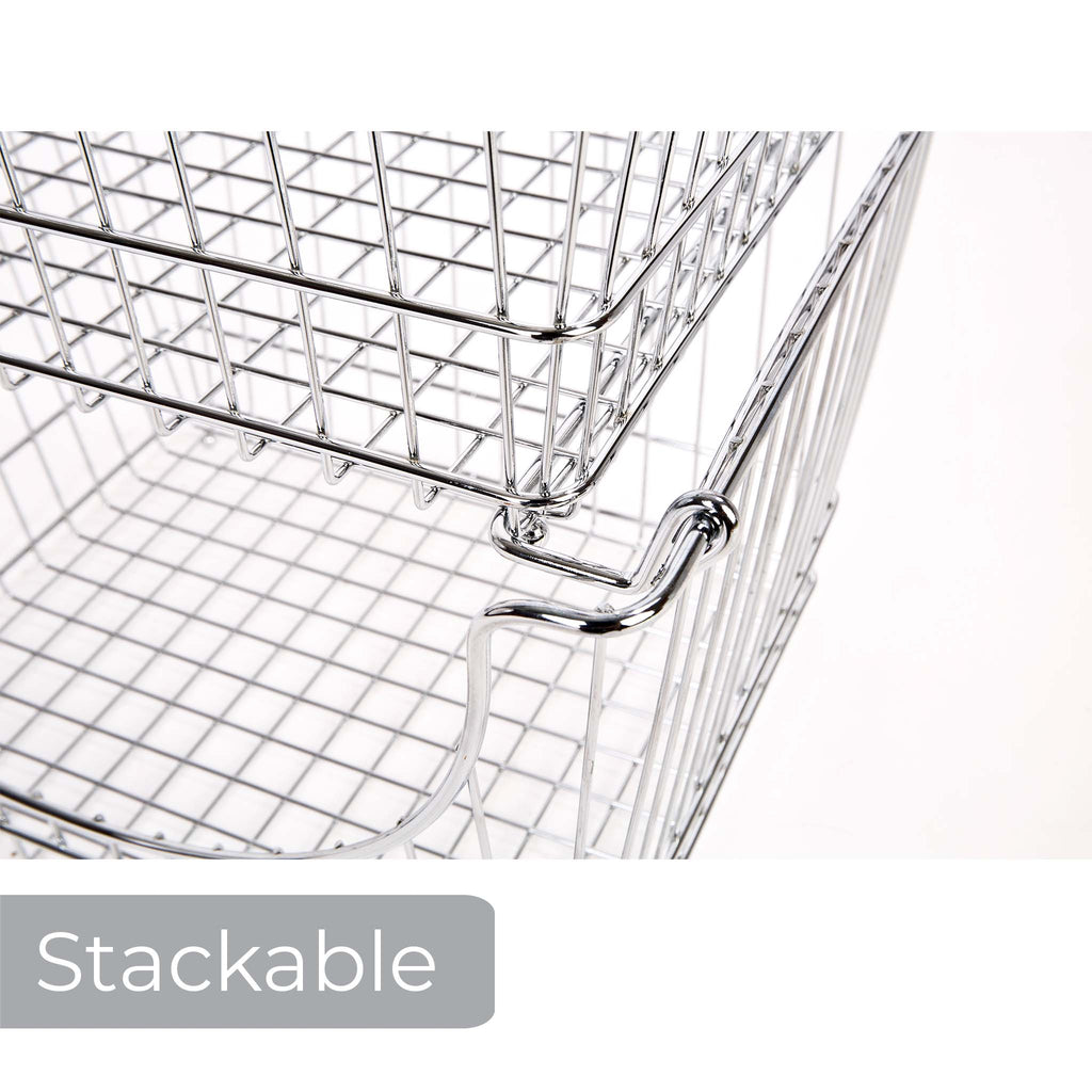 Large Metal Wire Stacking Baskets with Handles | Smart Design® Kitchen