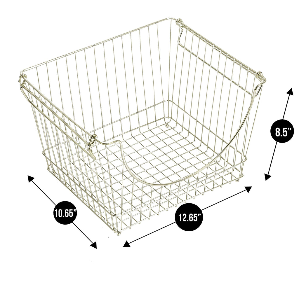 Large Metal Wire Stacking Baskets with Handles | Smart Design® Kitchen
