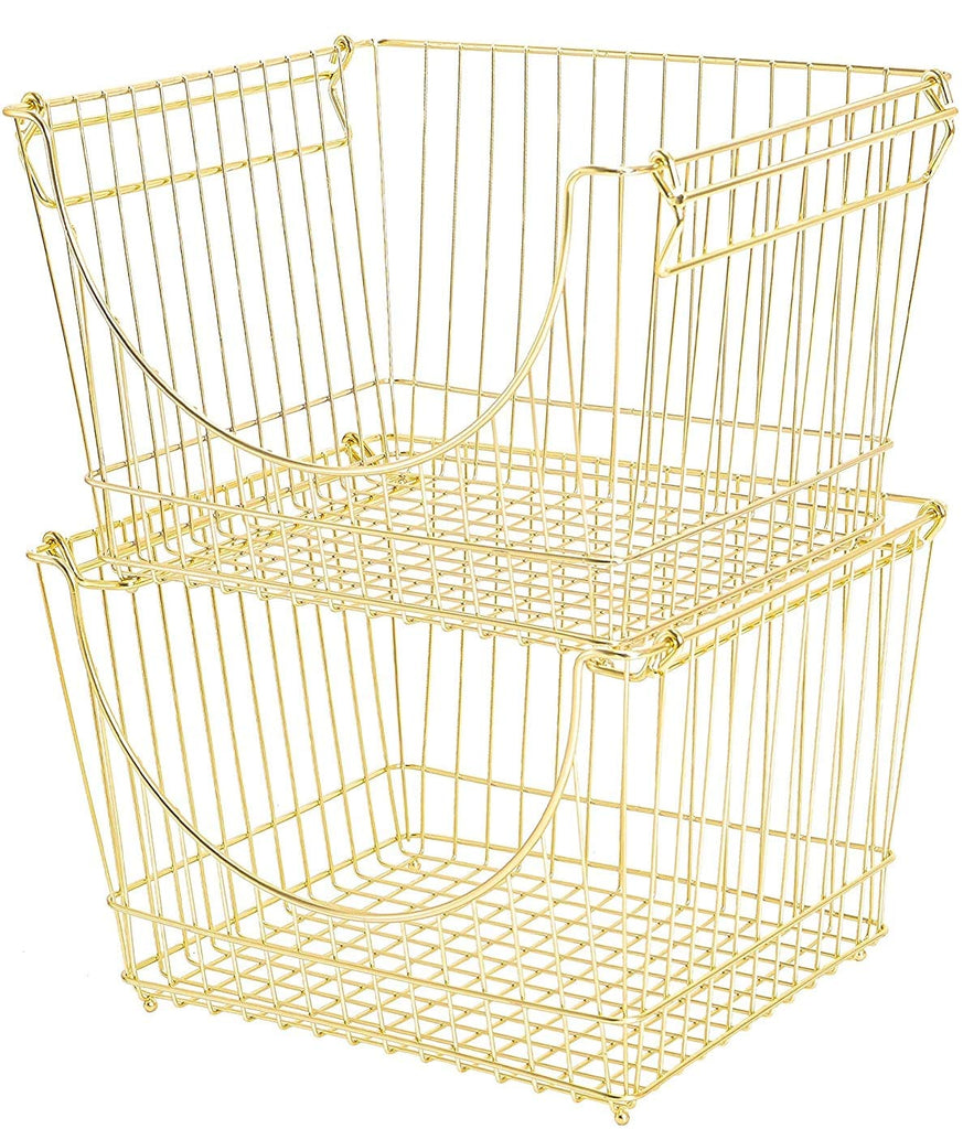 Large Metal Wire Stacking Baskets with Handles | Smart Design® Kitchen