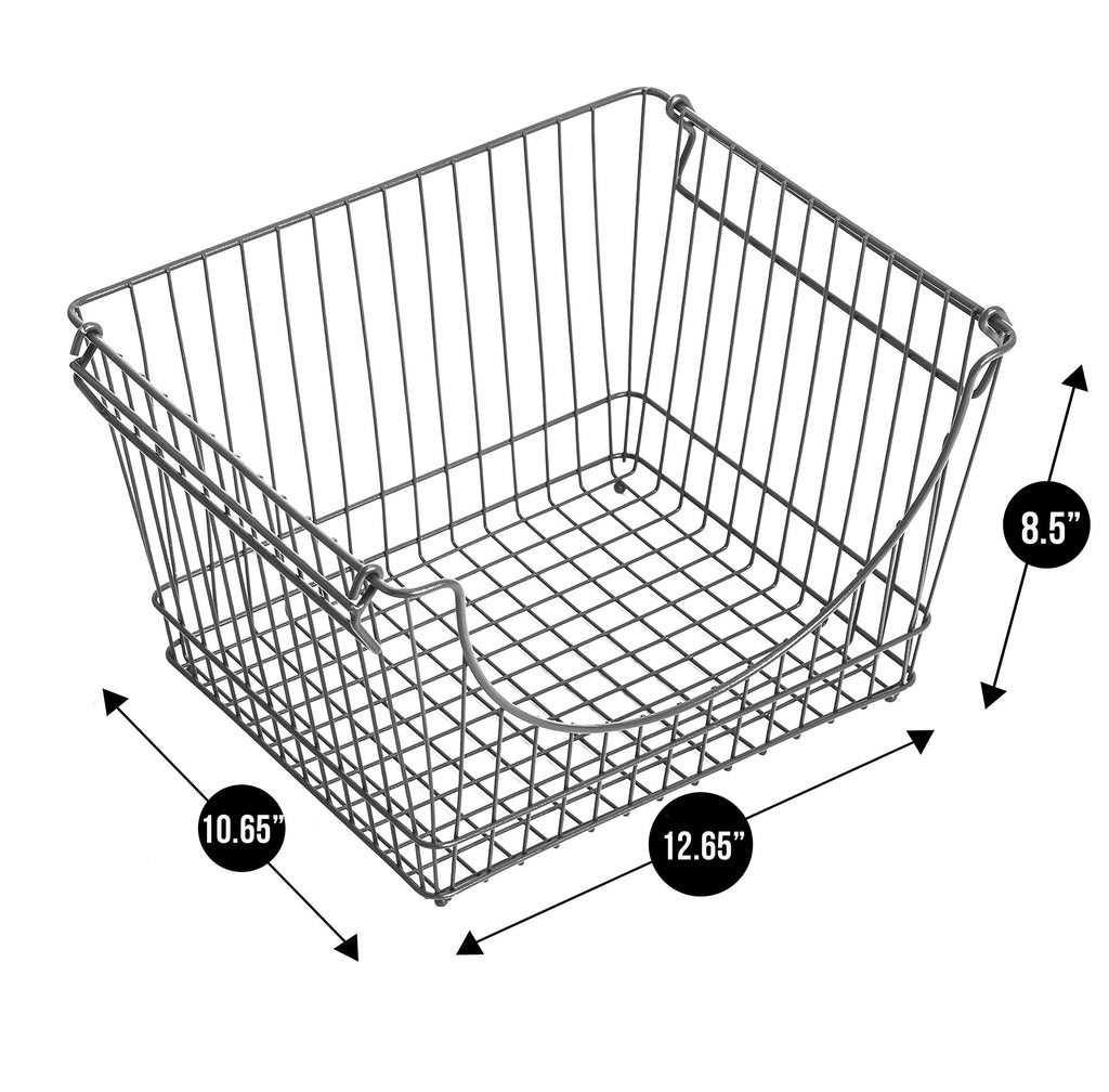 Large Metal Wire Stacking Baskets with Handles | Smart Design® Kitchen