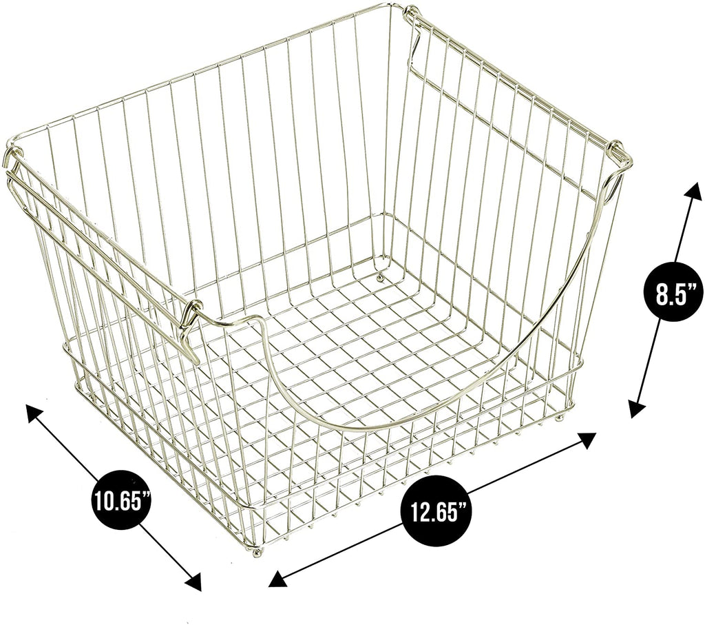 Large Metal Wire Stacking Baskets with Handles | Smart Design® Kitchen