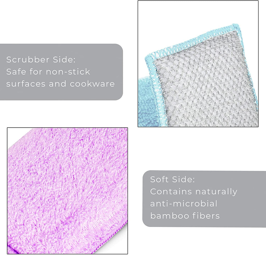 Non-Scratch Scrub Sponge with Bamboo Odorless Rayon Fiber | Smart ...