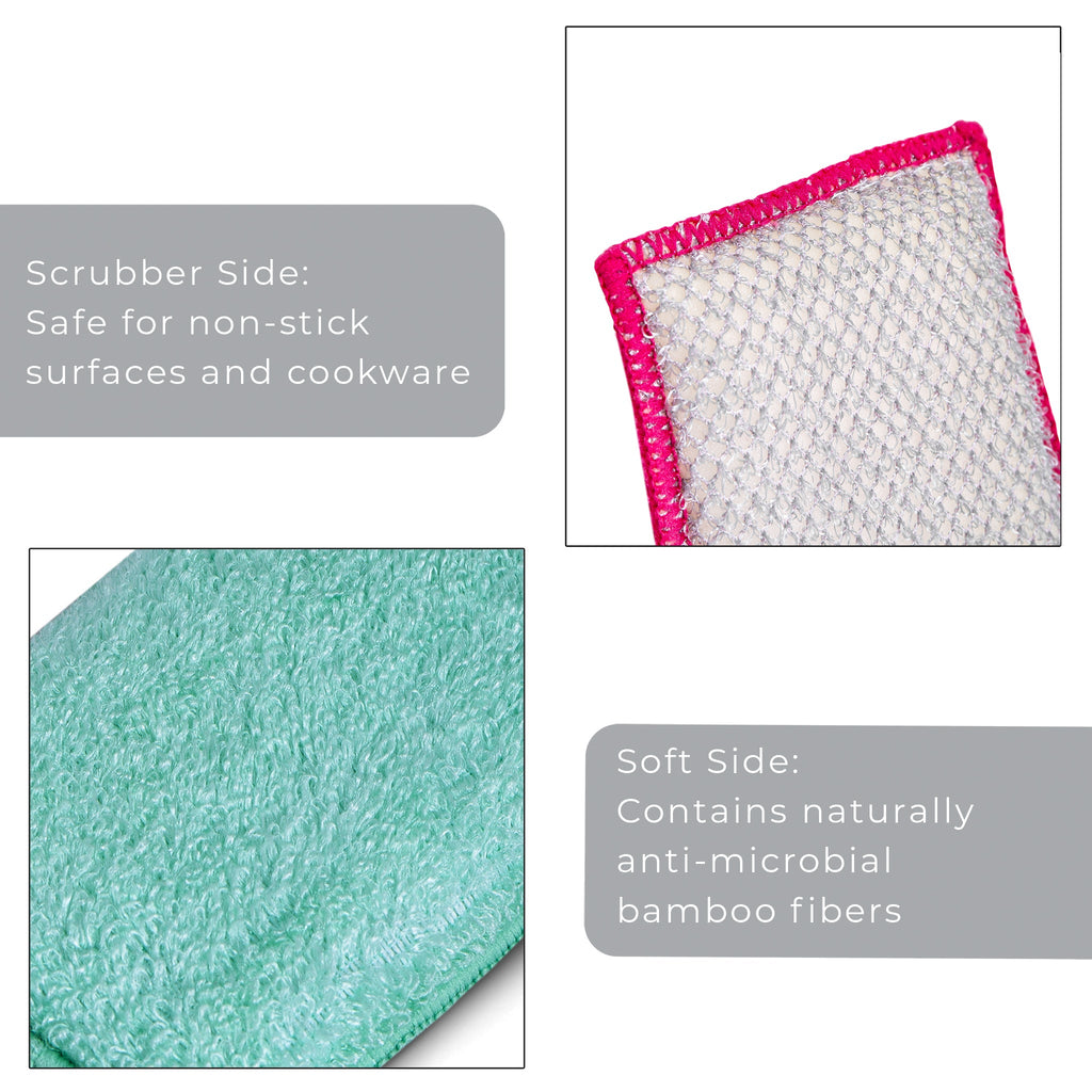 Non-Scratch Scrub Sponge with Bamboo Odorless Rayon Fiber | Smart ...