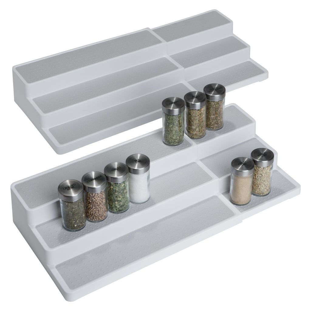 Plastic Expandable 3-Tier Spice Rack - White | Smart Design® Kitchen
