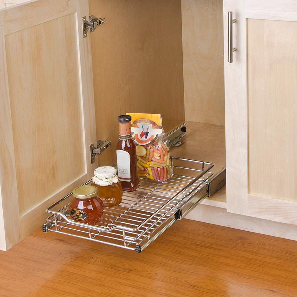 Sliding Pull Out Metal Cabinet Shelf - Multiple Sizes | Smart Design ...