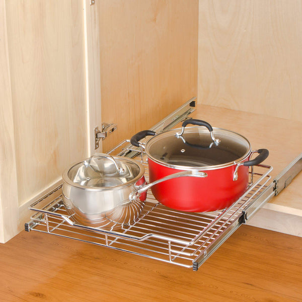 Sliding Pull Out Metal Cabinet Shelf - Multiple Sizes | Smart Design ...