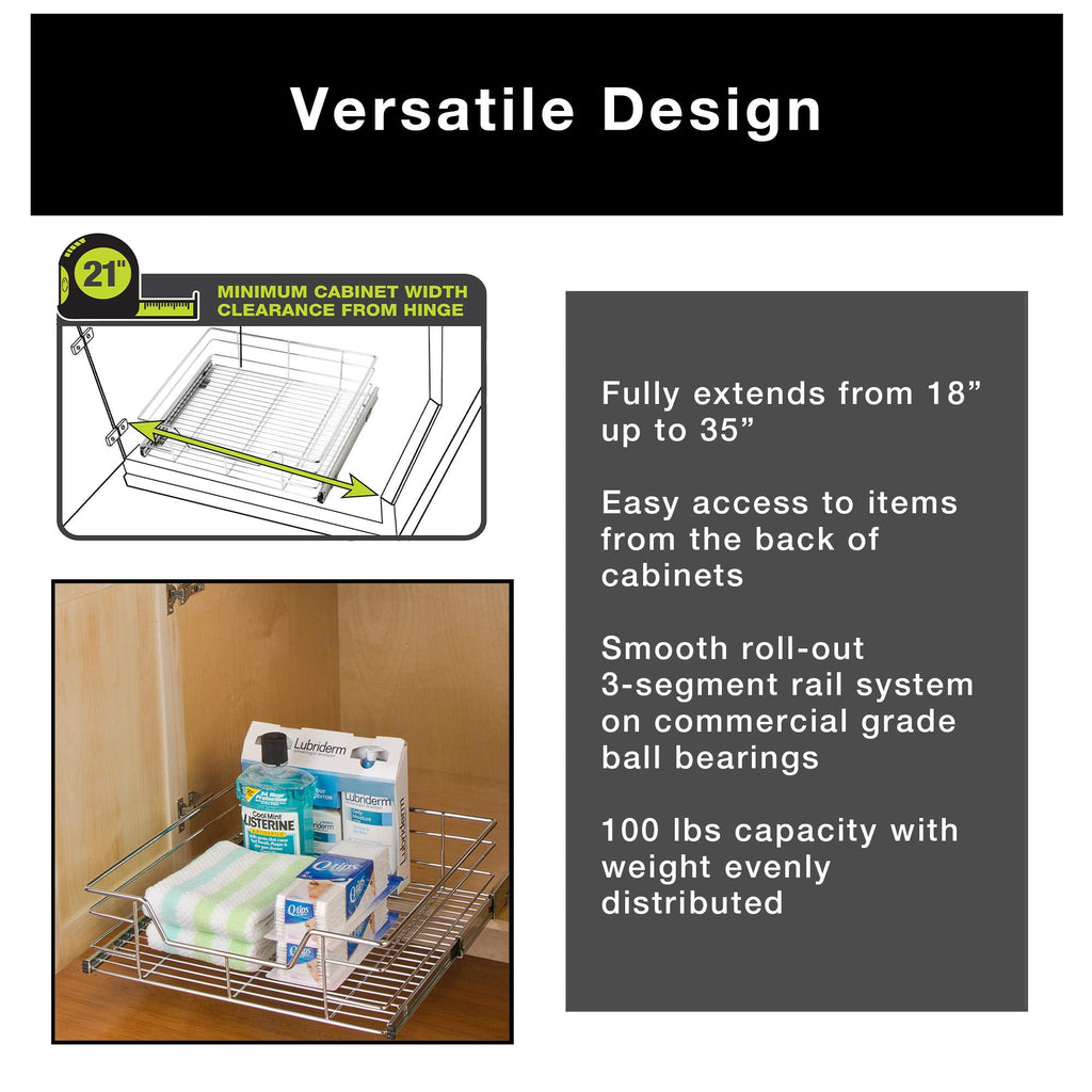 Sliding Pull Out Metal Cabinet Shelf - Multiple Sizes | Smart Design ...