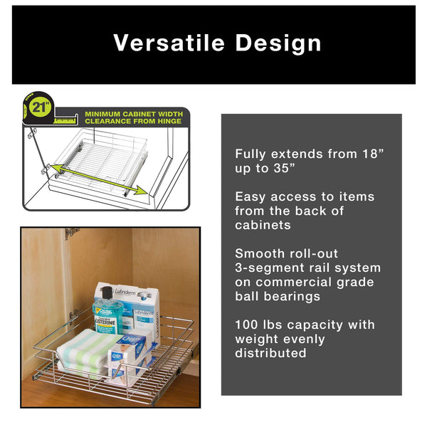 Sliding Pull Out Metal Cabinet Shelf - Multiple Sizes | Smart Design ...