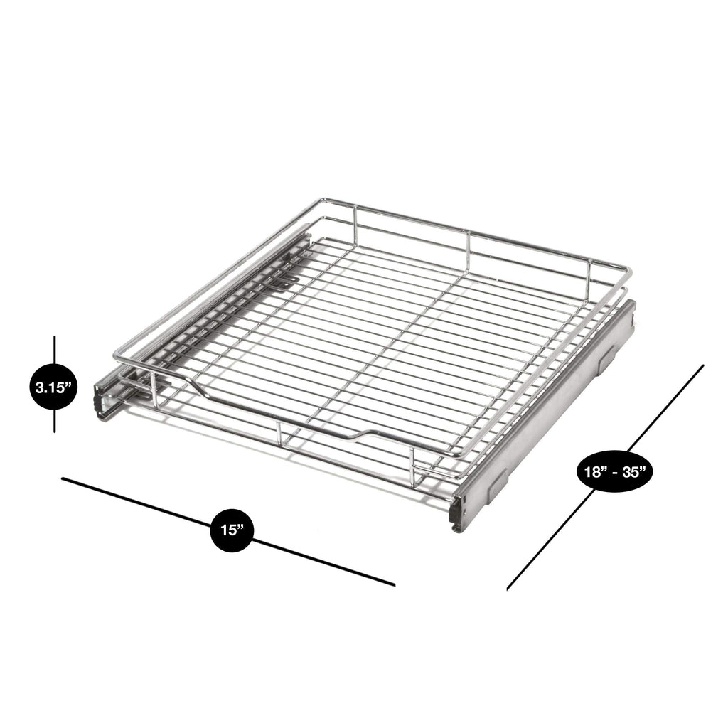 Sliding Pull Out Metal Cabinet Shelf - Multiple Sizes | Smart Design ...