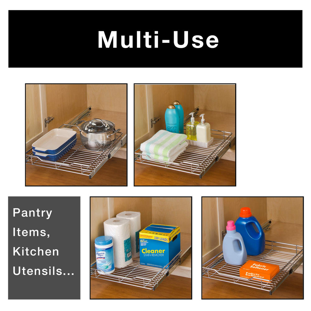 Sliding Pull Out Metal Cabinet Shelf - Multiple Sizes | Smart Design ...